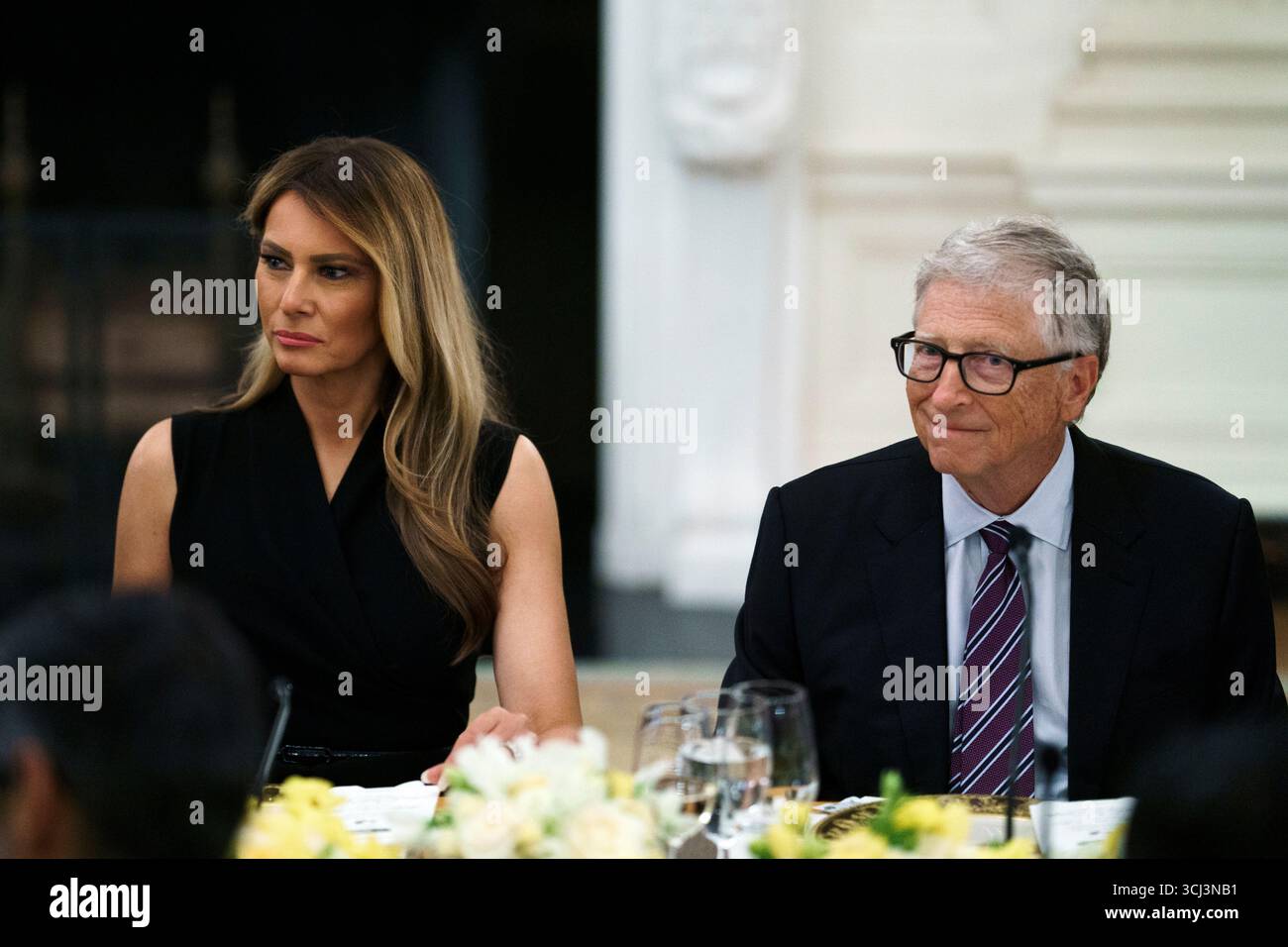 US First Lady Melania Trump (L) Bill Gates, co-founder of Microsoft (R ...