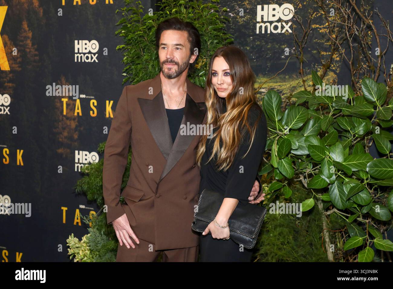 Actors Tom Pelphrey, left, and Kaley Cuoco attend the HBO Original ...