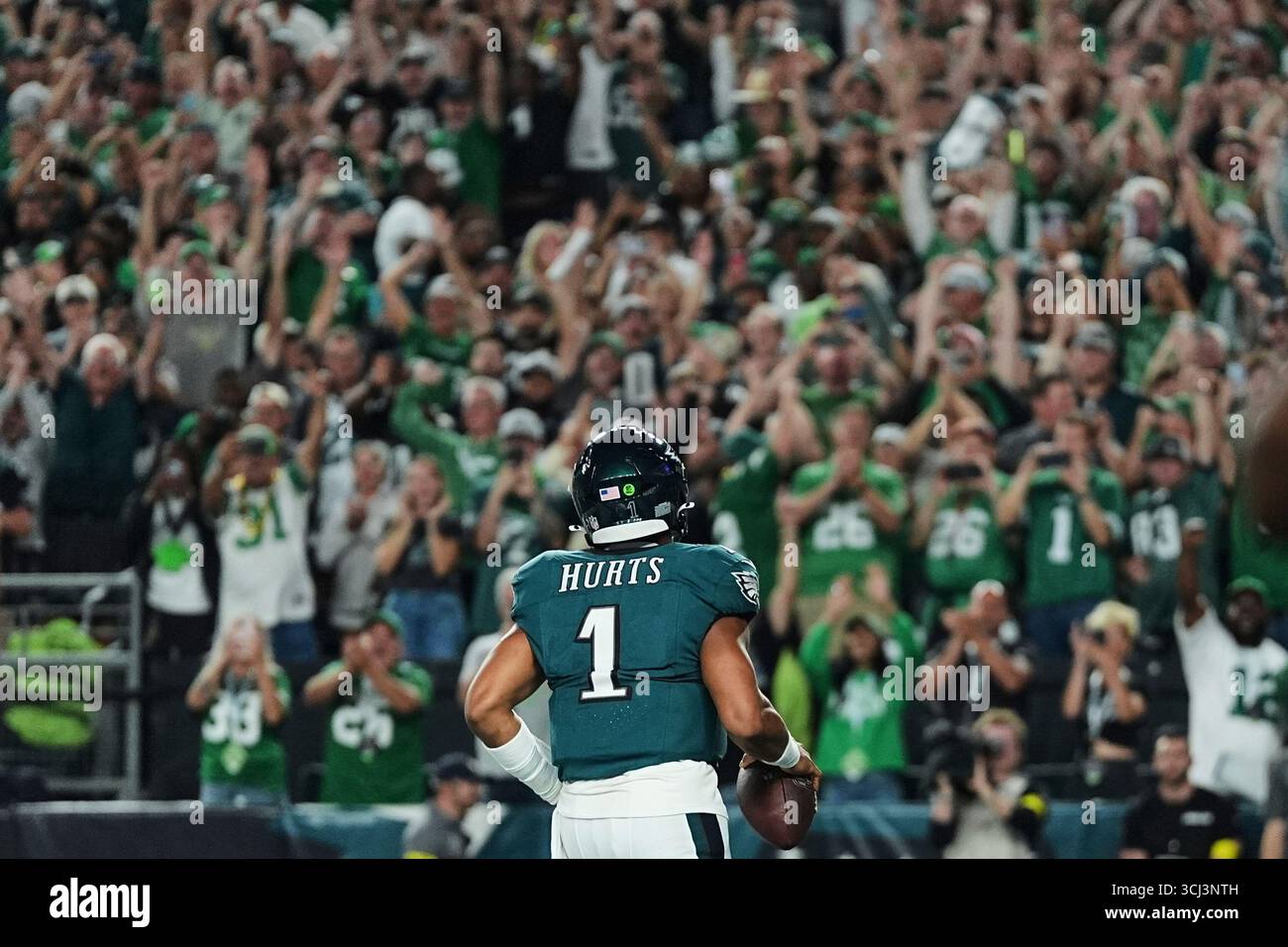 Fans cheer after Philadelphia Eagles' Jalen Hurts ran the ball for a ...