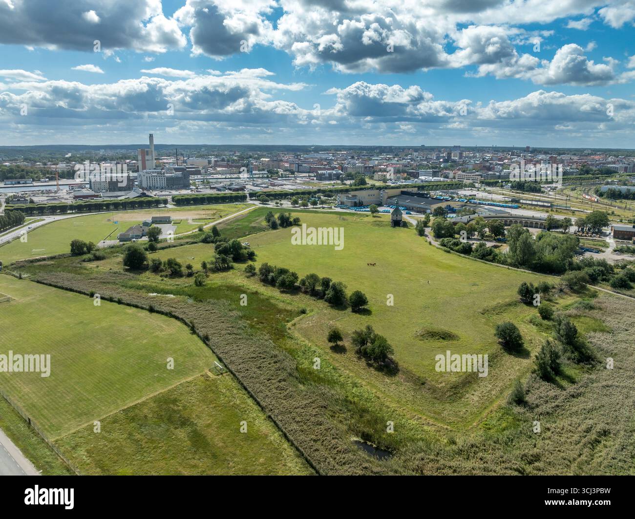 Aerial view of Johannisborgs in Norrköping Sweden, star fort ...