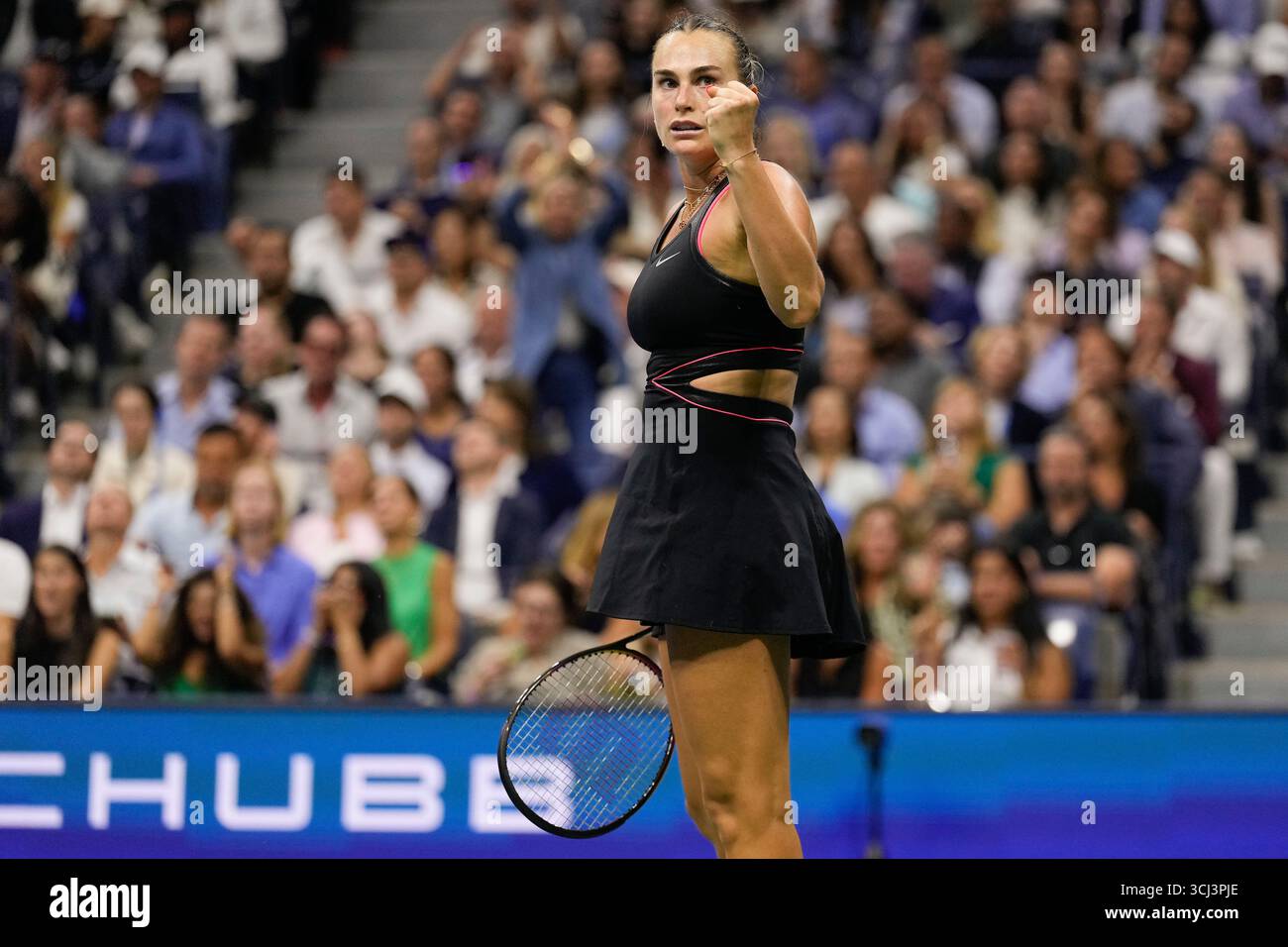 Aryna Sabalenka, of Belarus, reacts after winning a point Jessica ...