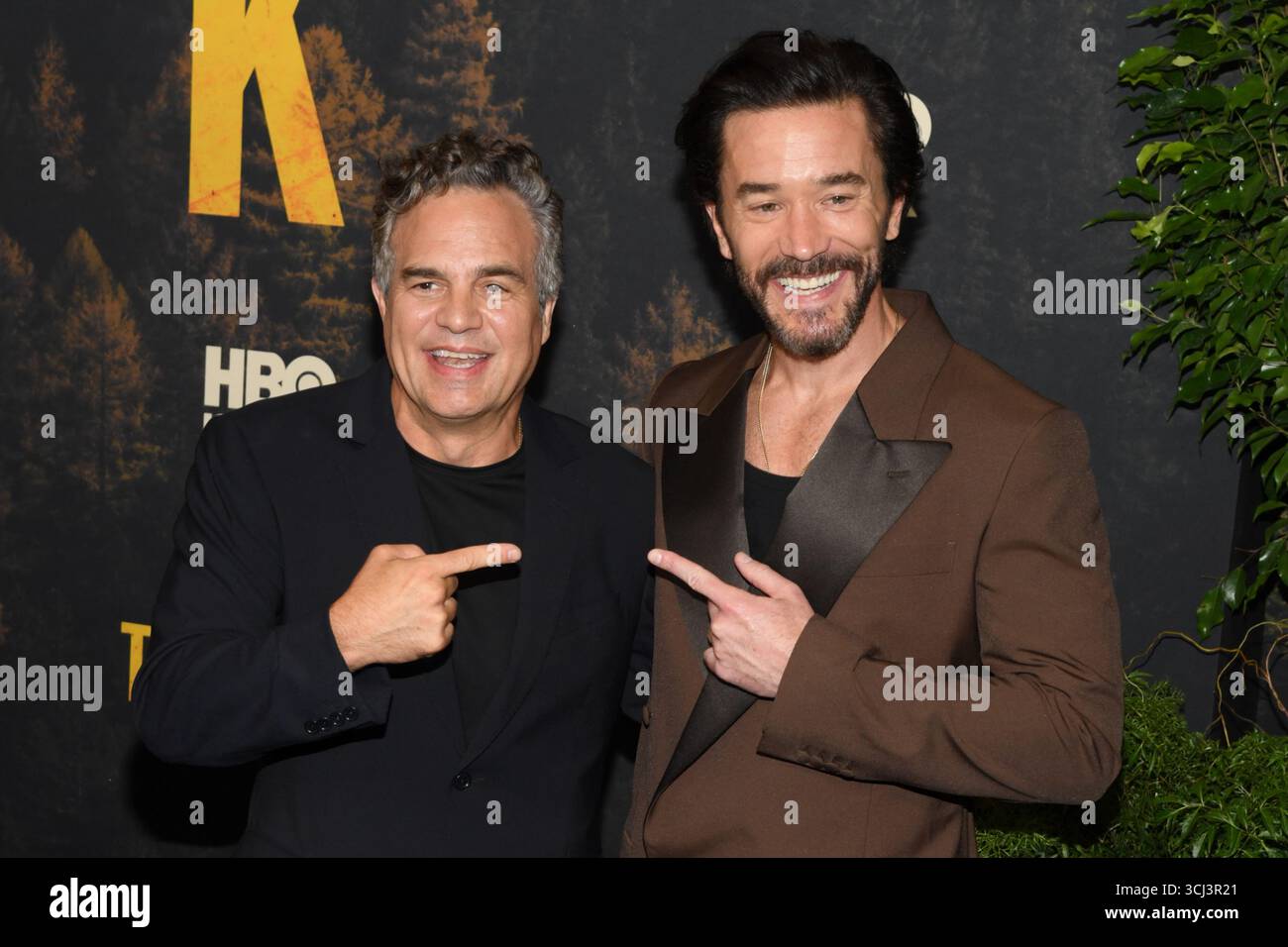 (R-L) Tom Pelphrey and Mark Ruffalo attend the "Task" HBO Original ...