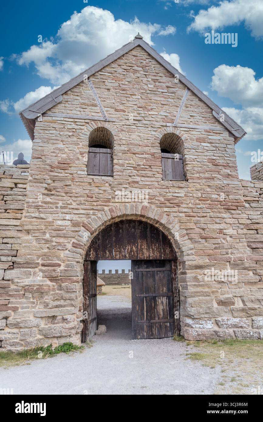 Eketorp's prehistoric Stone Walls in Sweden, gate house with dramatic ...