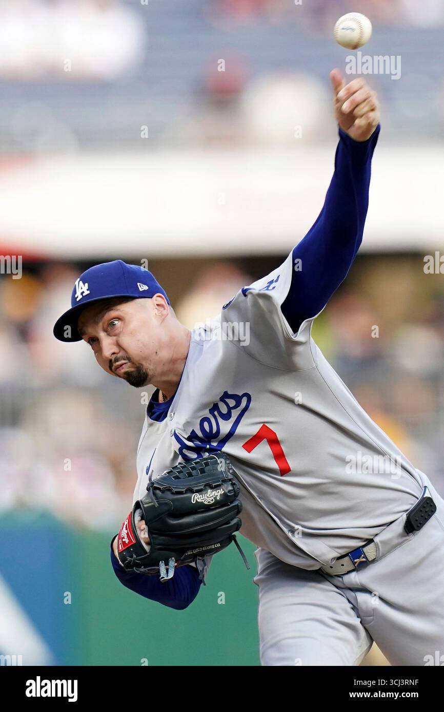 Los Angeles Dodgers pitcher Blake Snell delivers during the first ...