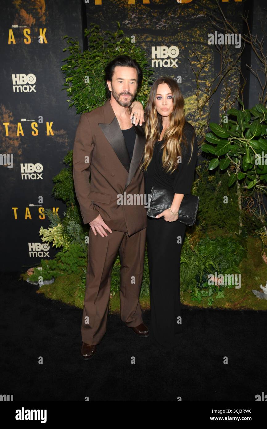 Tom Pelphrey and Kaley Cuoco attend the "Task" HBO Original drama ...