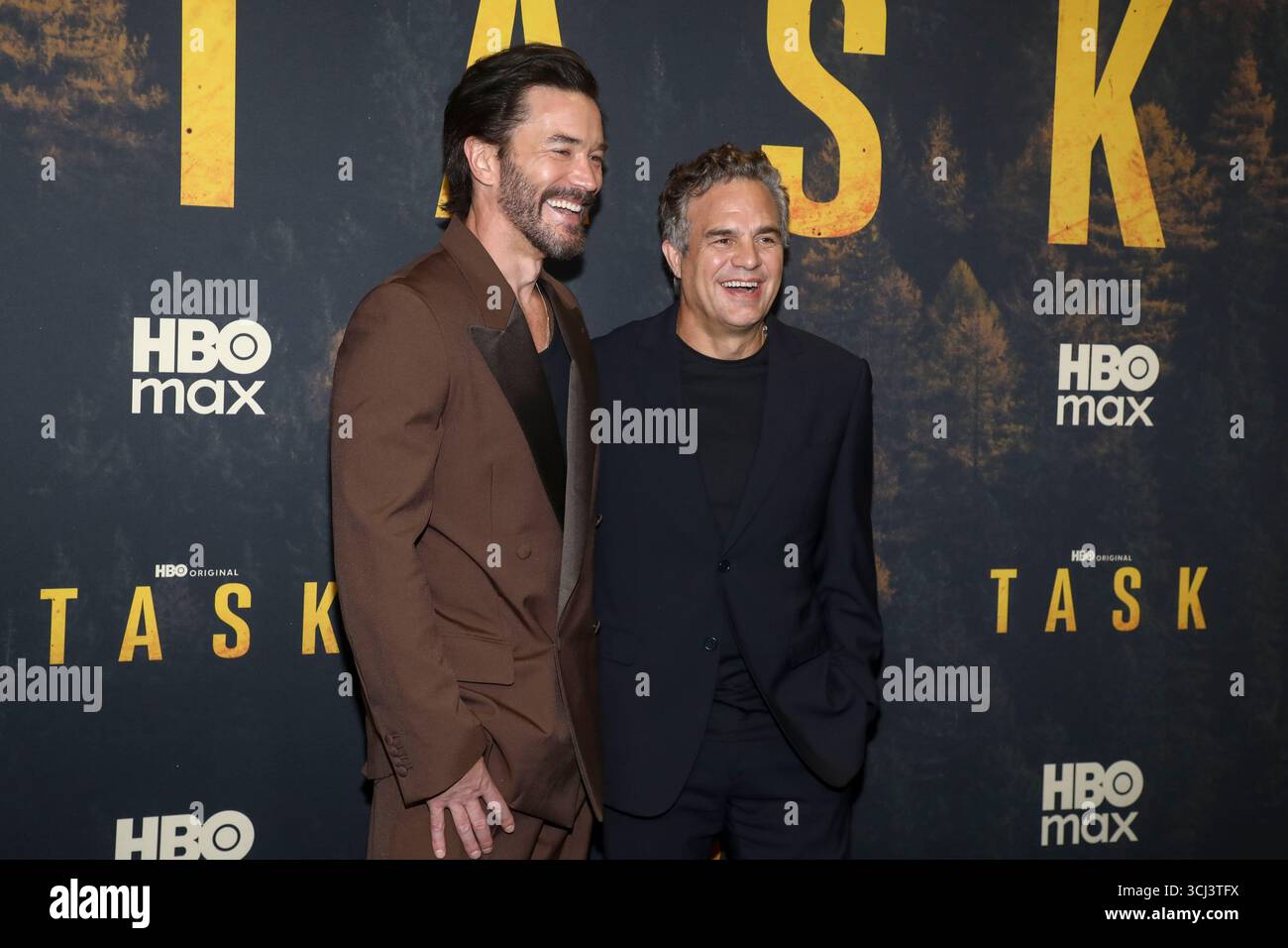 Actors Tom Pelphrey, left, and Mark Ruffalo attend the HBO Original ...