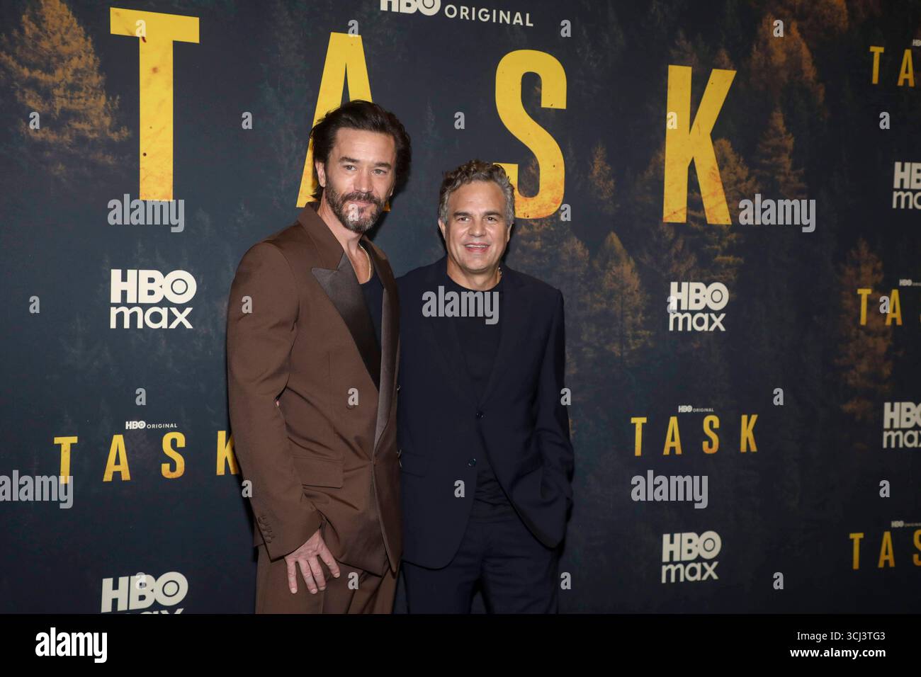 Actors Tom Pelphrey, left, and Mark Ruffalo attend the HBO Original ...