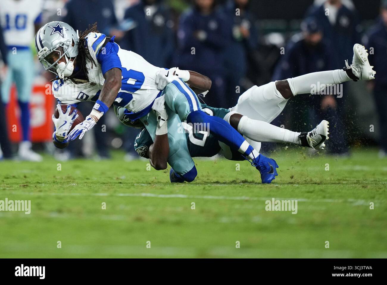 Dallas Cowboys wide receiver CeeDee Lamb (88) is stopped after a catch ...