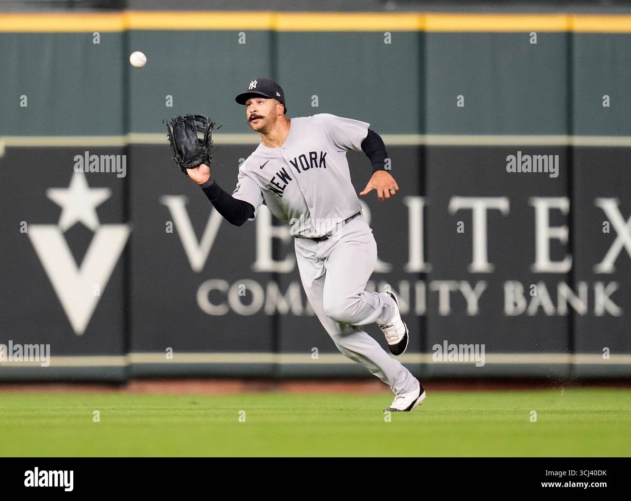 New York Yankees center fielder Trent Grisham catches a flyout hit by ...