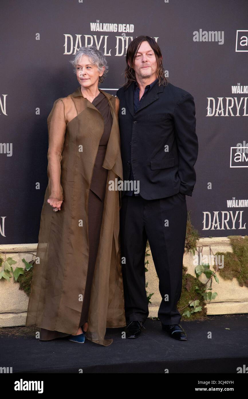 Melissa McBride and Norman Reedus at the world premiere of the third season of 'The Walking Dead ...