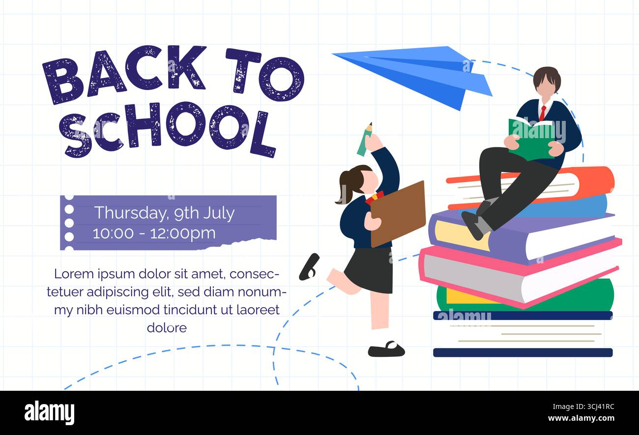 Back to school event image illustrating kids ready for learning. Vector ...