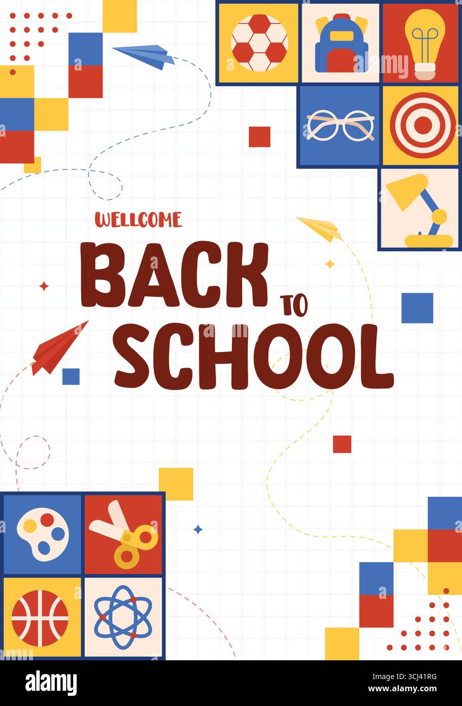 Back to school playful image featuring fun educational symbols. Vector ...