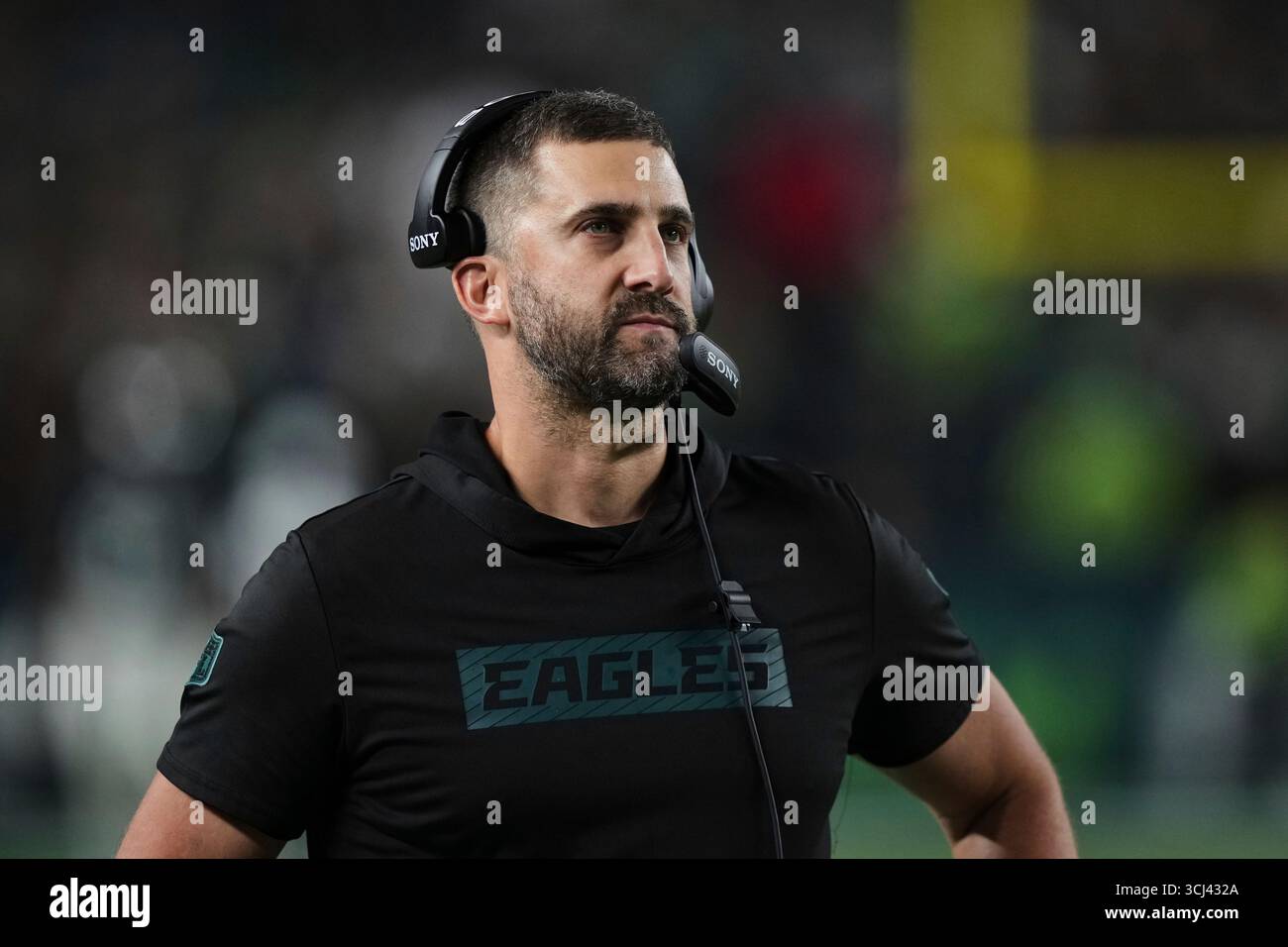 Philadelphia Eagles head coach Nick Sirianni walks on the sideline in ...