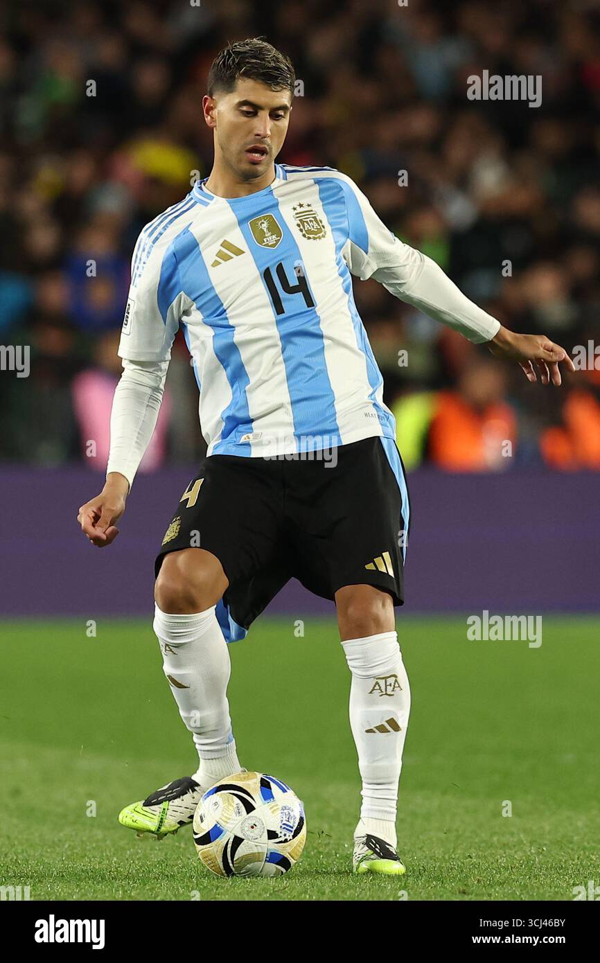 Argentina's midfielder Exequiel Palacios looks on during the South ...