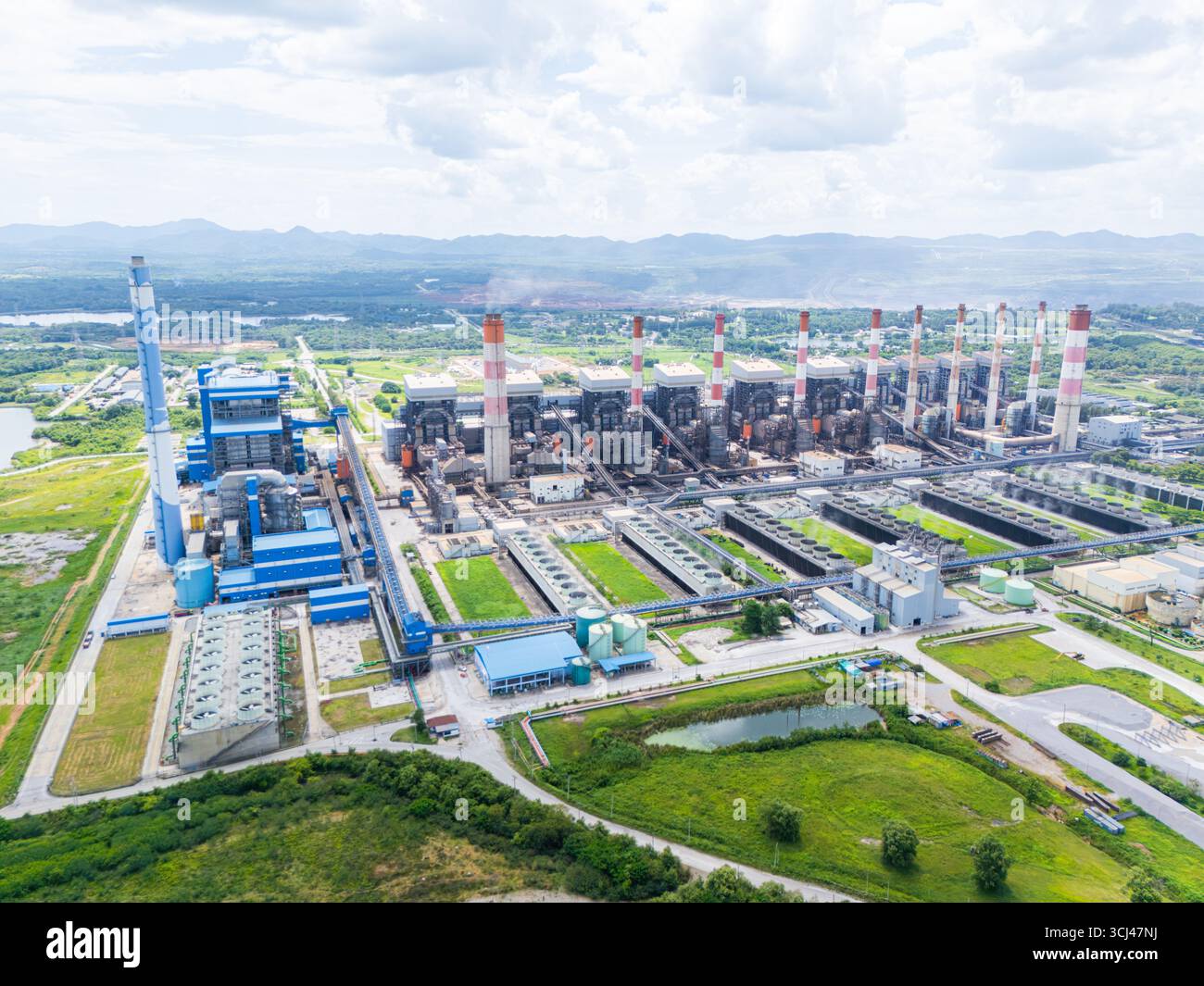 Coal power plant, modern clean energy production with ozone dust filter ...