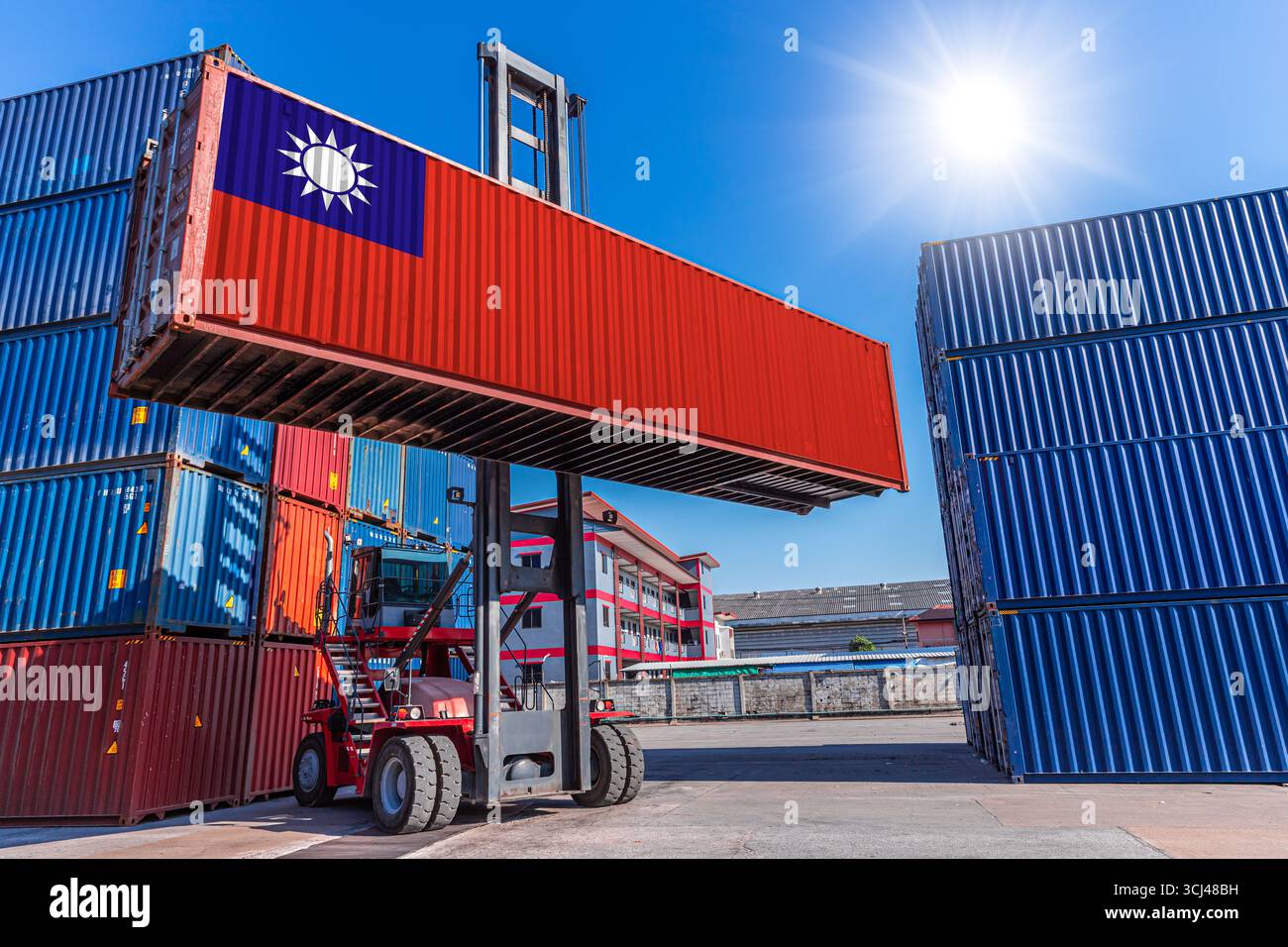 Products container, Shipping cargo goods with Taiwan flag for import ...