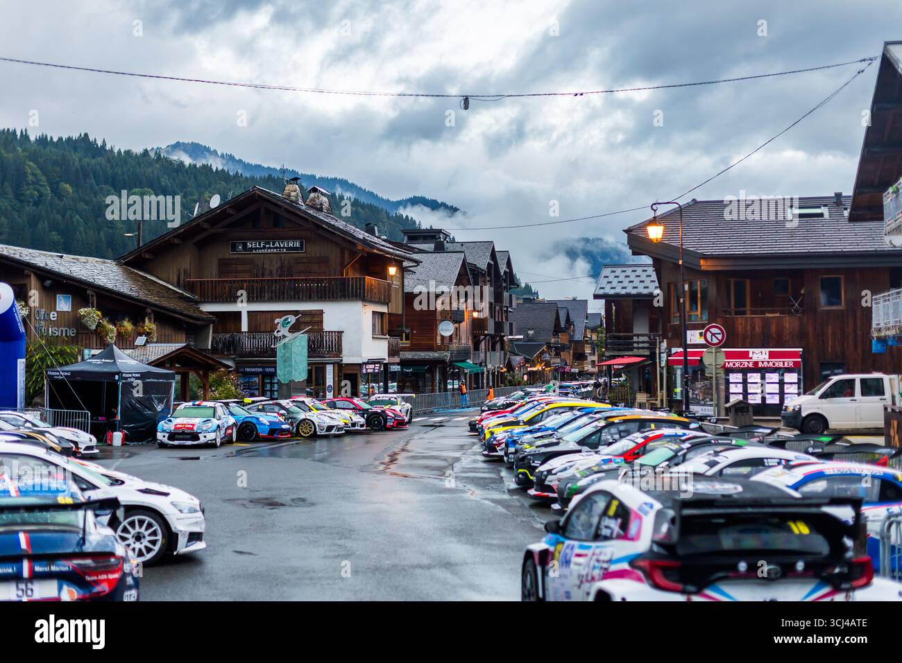 Parc fermé, ambiance during the Rallye Mont-Blanc Morzine 2025, 6th round of the Championnat de ...