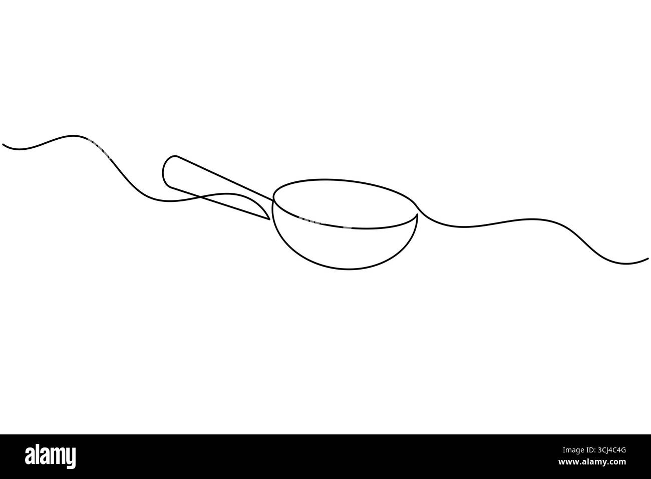 Continuous line drawing of frying pan minimalist cooking utensil ...