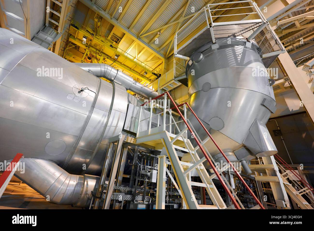 Flue gas duct system in an industrial facility showcasing detailed ...