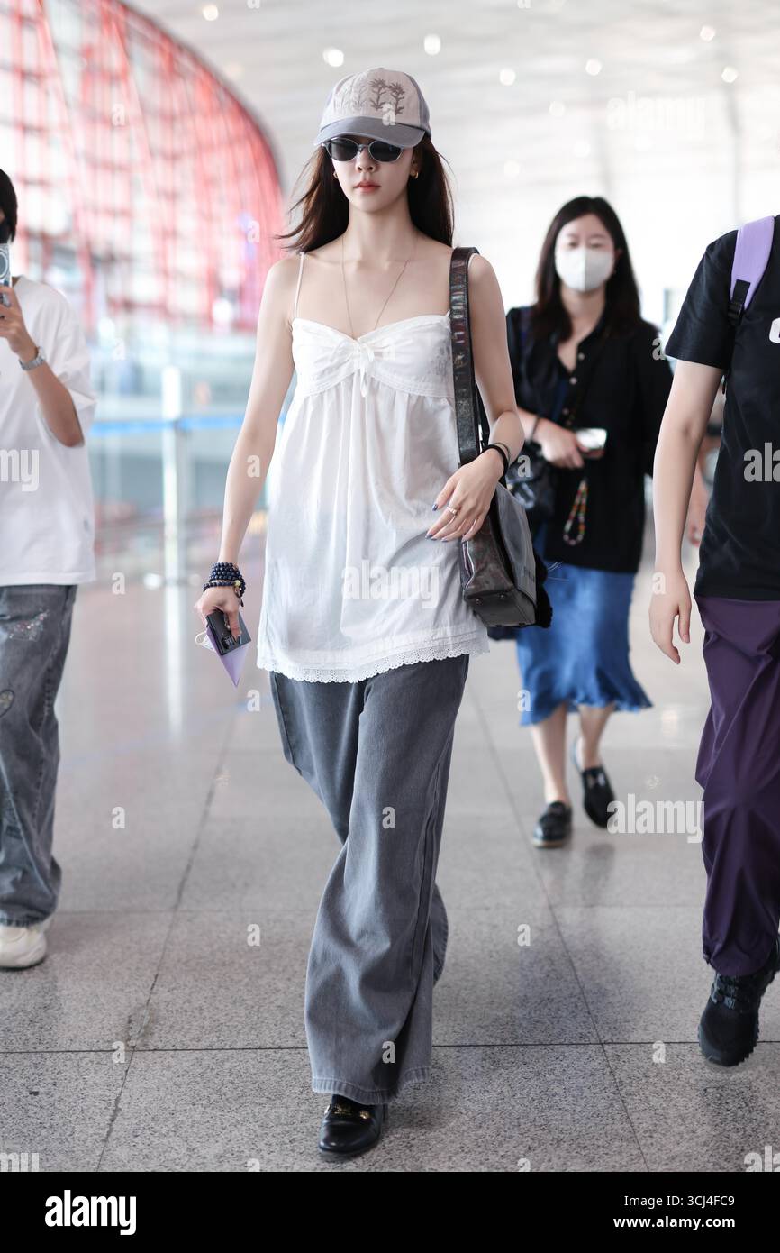 Chinese actress, singer and dancer Song Yanfei appears at the airport ...