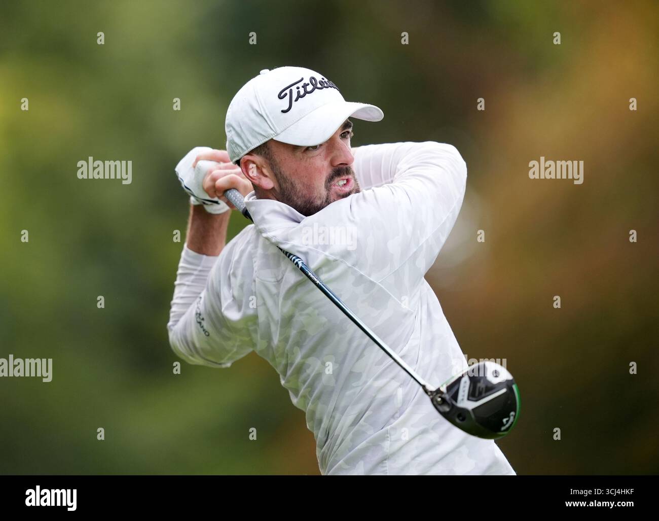Max Kennedy tees off the 11th on day two of the 2025 Amgen Irish Open ...
