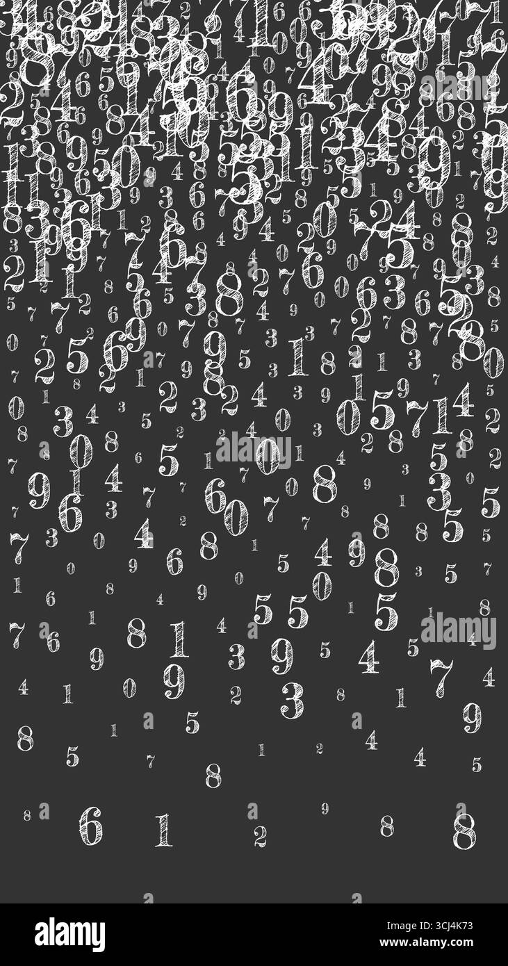 School math notebook cover. White chalk numbers floating in the air ...