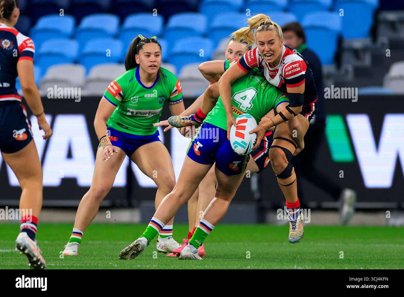 Jasmin Strange of the Roosters passes during the NRLW Round 10 match ...