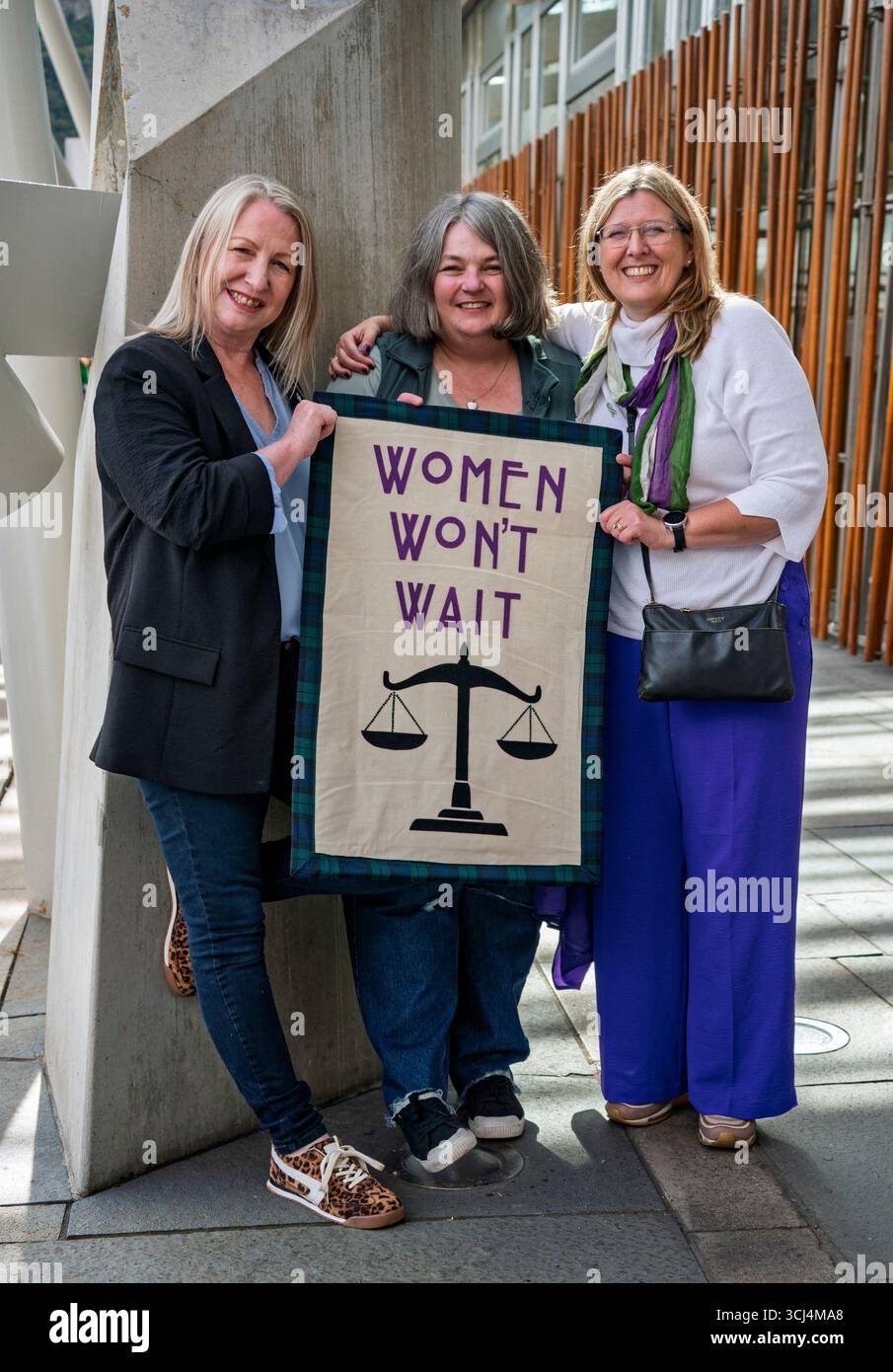 Marion Calder (L) Trina Budge (C) and Susan Smith of For Women Scotland ...
