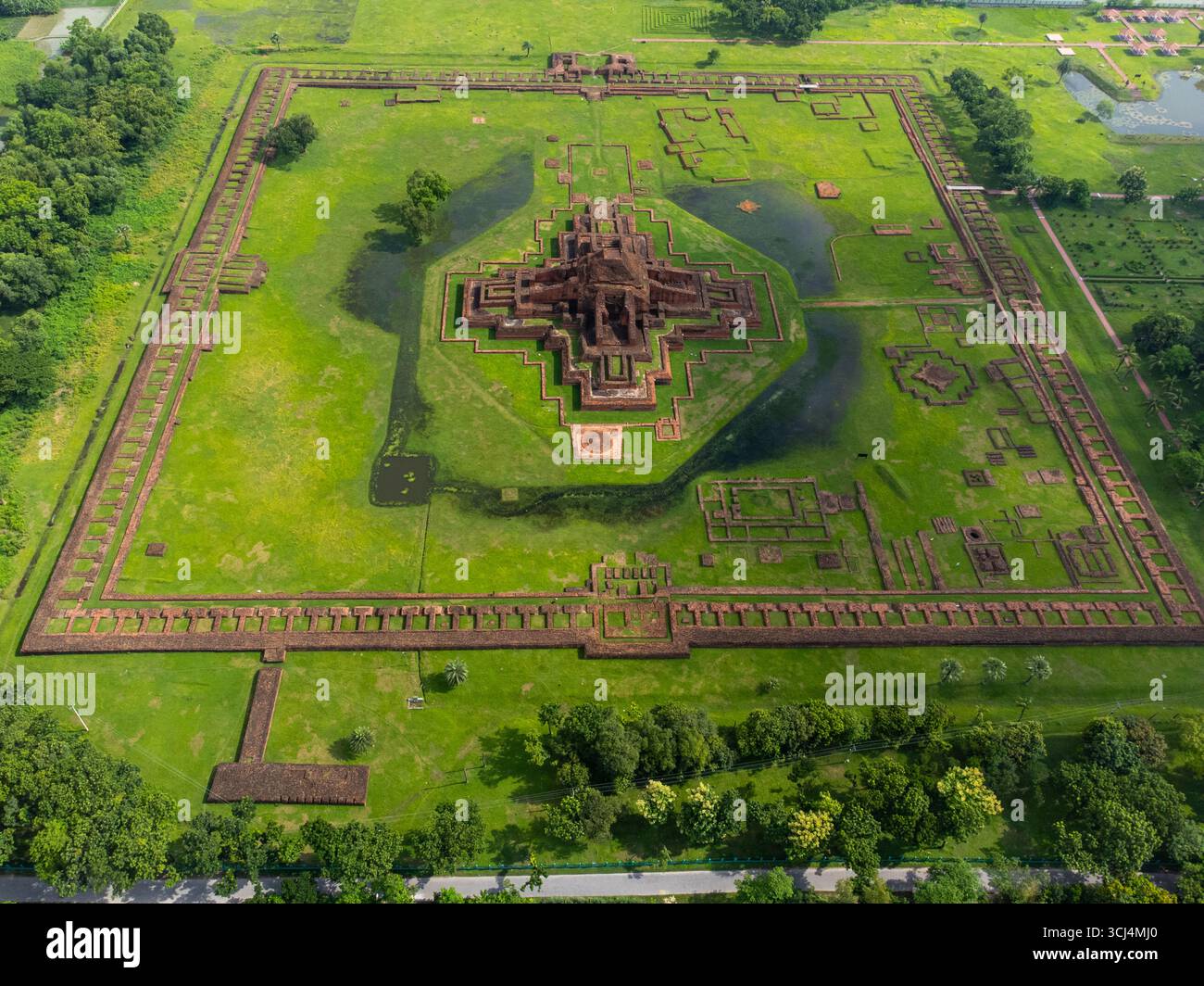 Aerial view of the ancient Somapura Mahavihara monastery complex stands ...