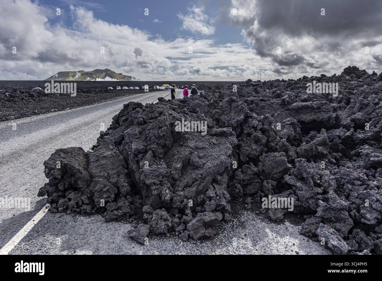 Lava, lava field, road, volcanic eruption, tourists, tourism ...
