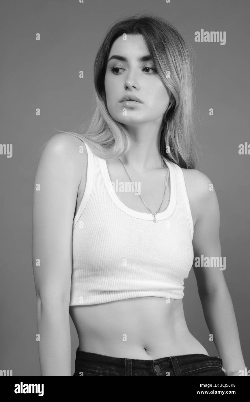 Slim shirt Black and White Stock Photos & Images - Alamy