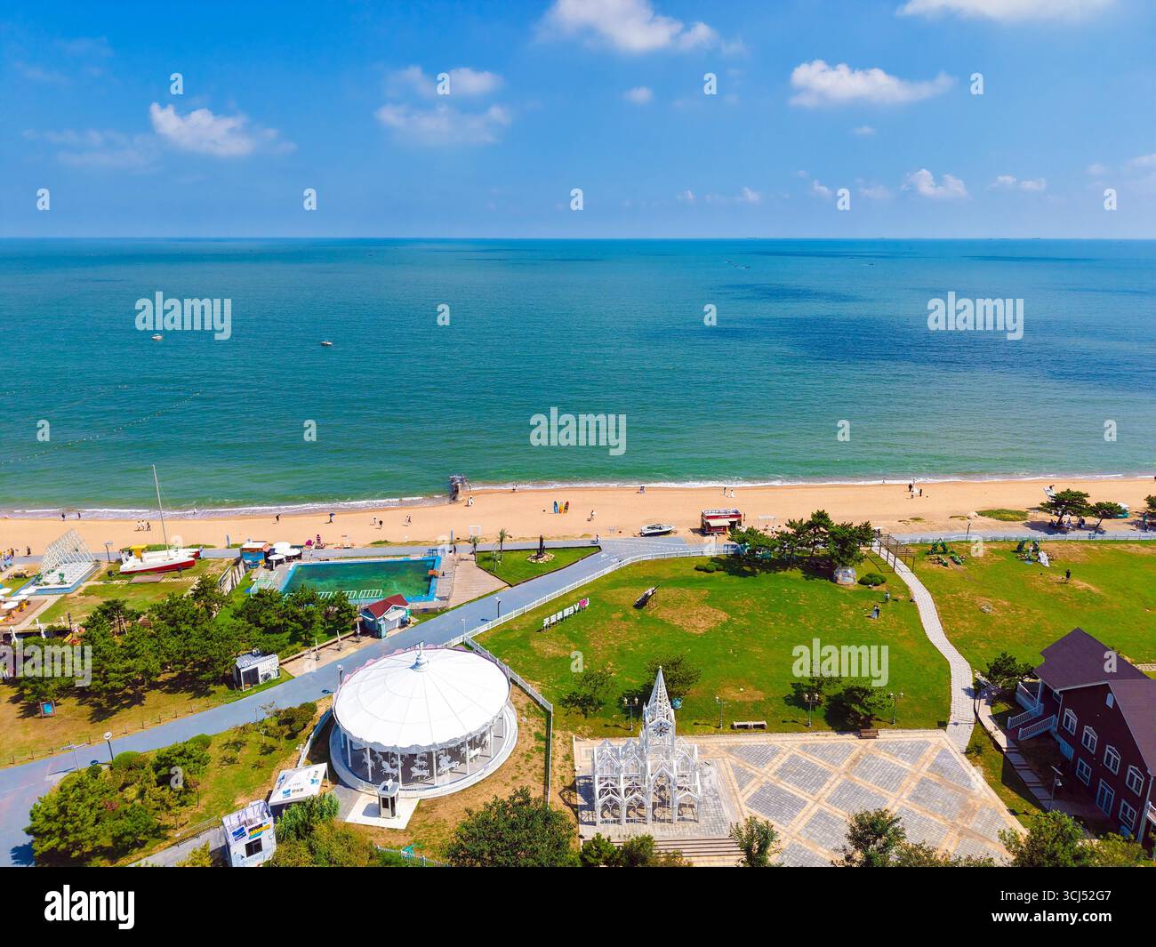 Aerial photo shows the coastal scenery in Rizhao City, east China's ...