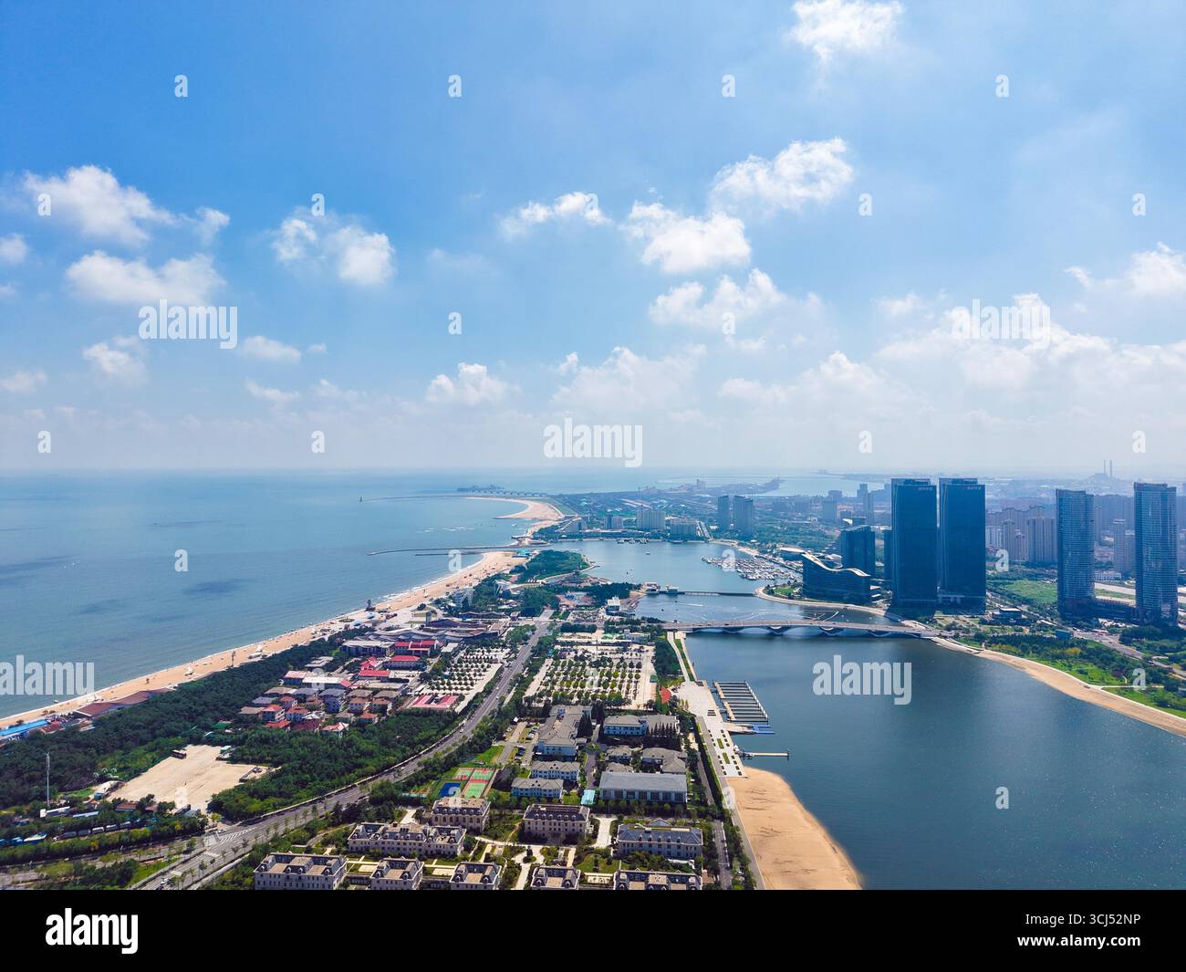 Aerial photo shows the coastal scenery in Rizhao City, east China's ...