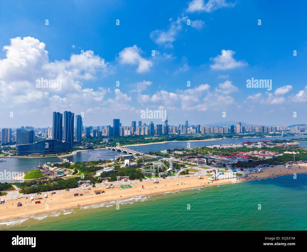 Aerial photo shows the coastal scenery in Rizhao City, east China's ...