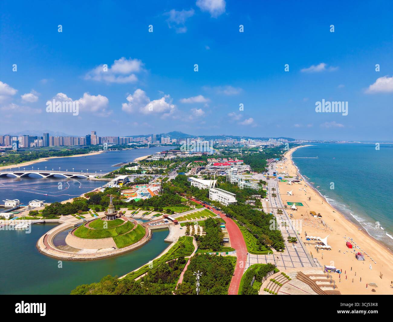 Aerial photo shows the coastal scenery in Rizhao City, east China's ...