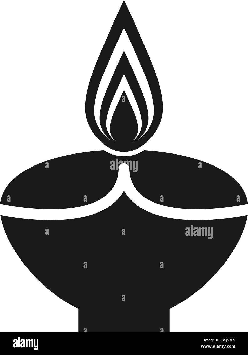 Black Diya Lamp Icon Vector Silhouette for Festival and Decoration ...