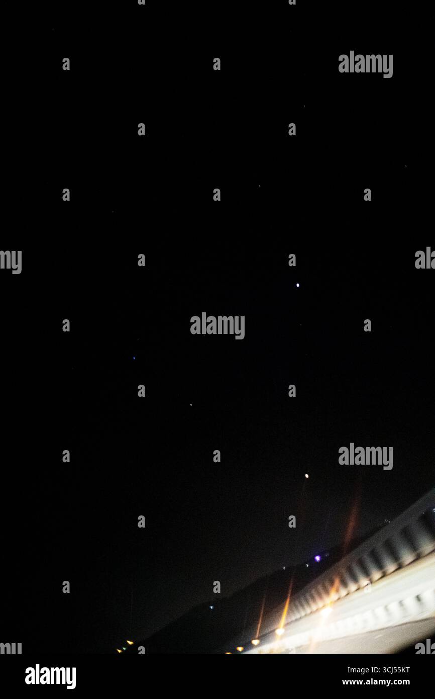 parade of planets in the night sky. Kiss of Venus and Jupiter Stock ...