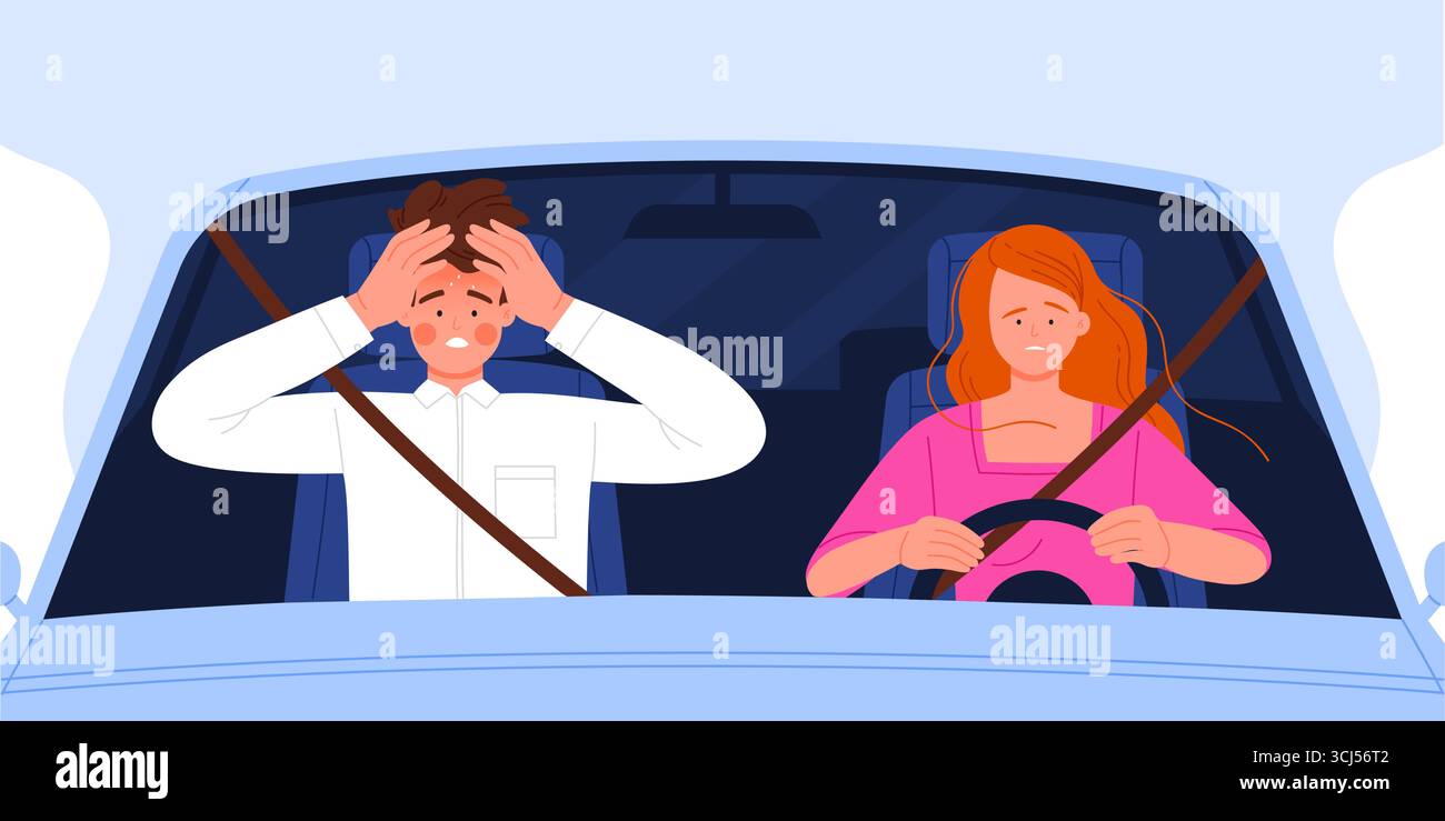 Nervous man driving car Stock Vector Images - Alamy