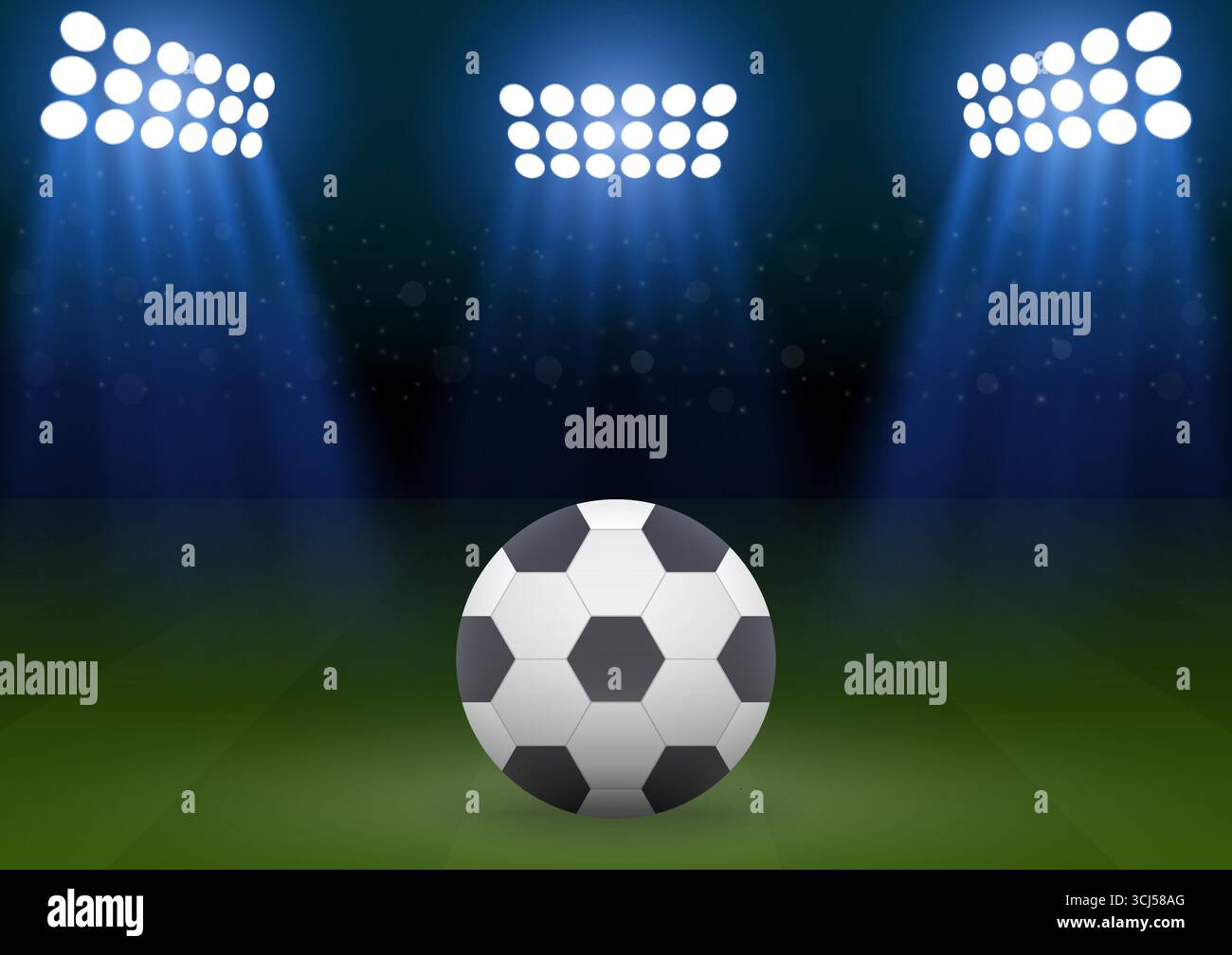 Football Stadium or Soccer Stadium at Night with Spotlight. Football ...