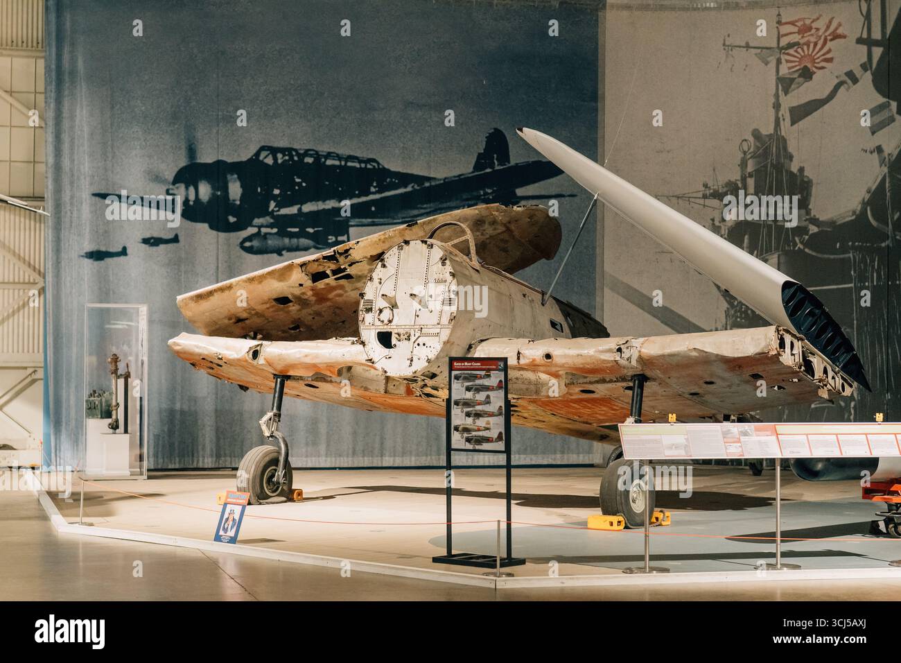 Remains of vintage WWII aircraft in Pearl Harbor Museum Stock Photo - Alamy