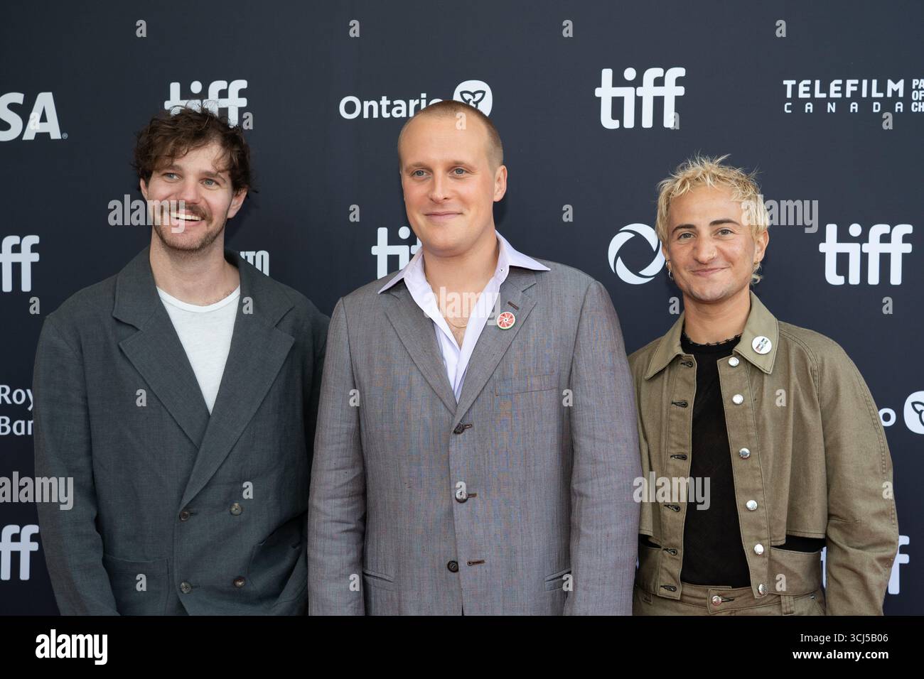 (L-R) Harris Mayersohn, John Early, and Luca Intili attend the red ...