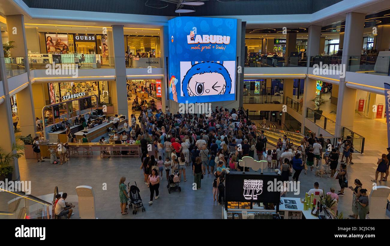 Crowd of Labubu Fans Gathering for Quiz Event in Shopping Mall, Malta ...