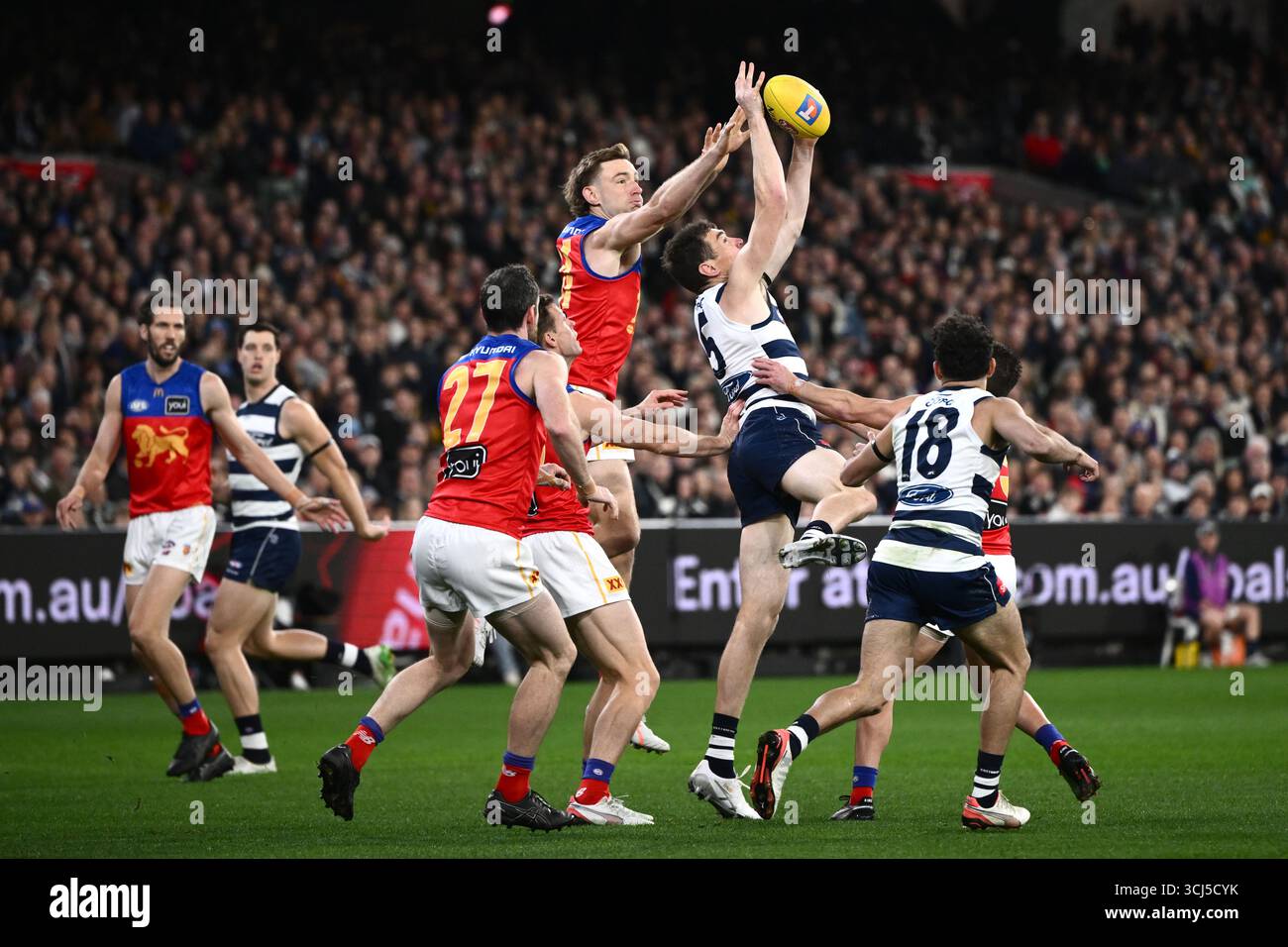 Jeremy Cameron of Geelong takes a mark during the AFL Qualifying Final ...