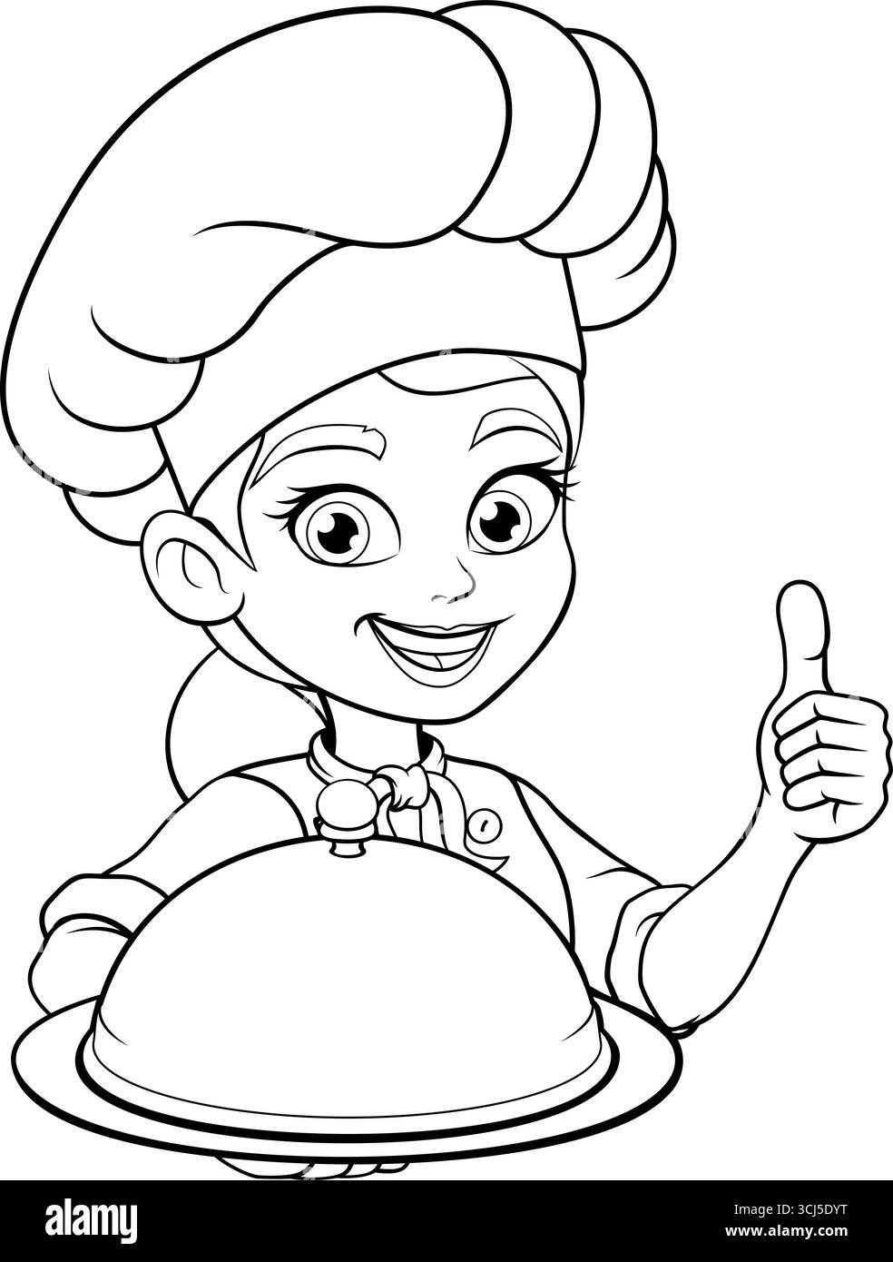 Girl holding tray serving Stock Vector Images - Alamy