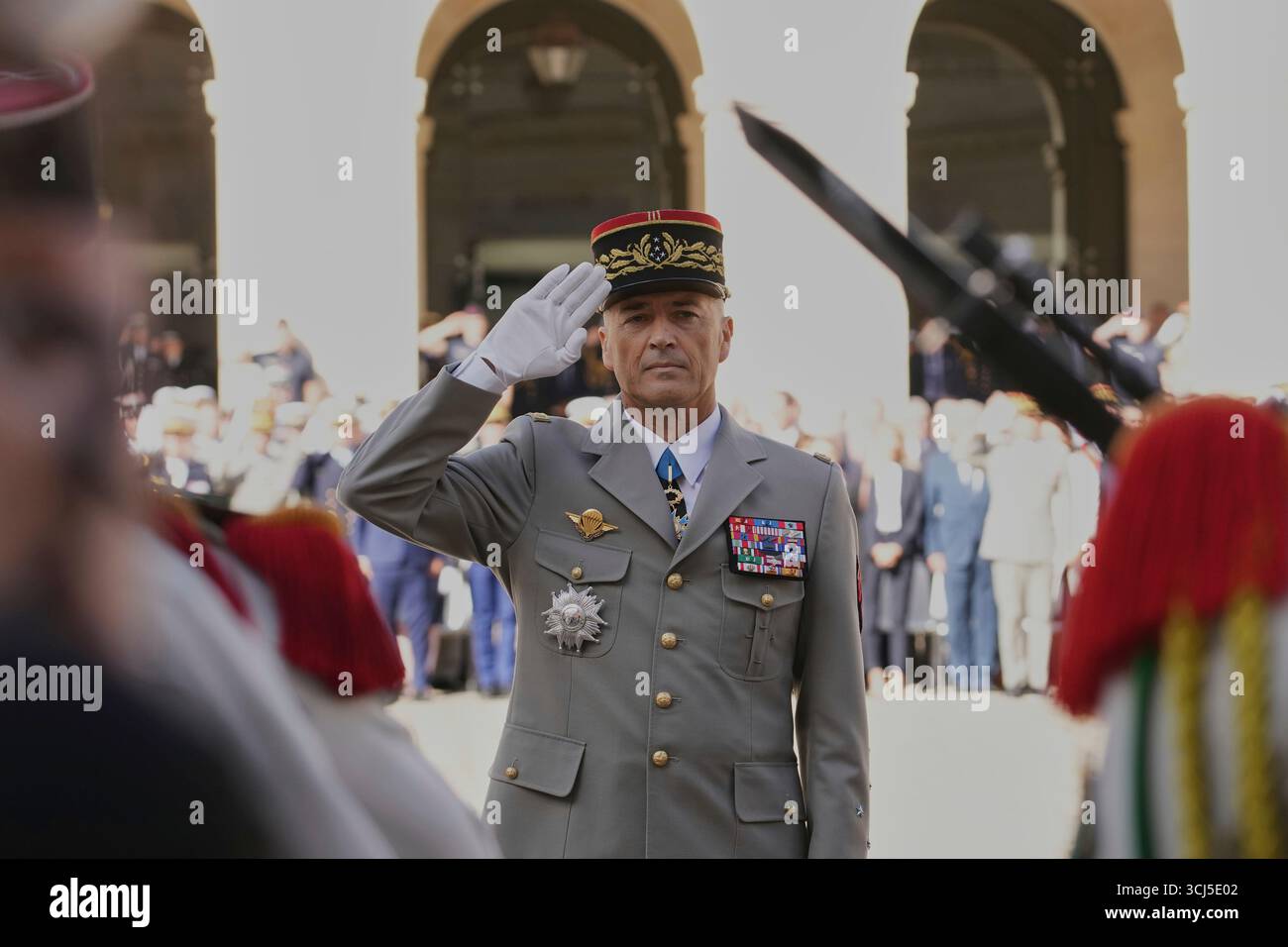 Chief of Staff of the French Armed Forces Thierry Burkhard reviews ...