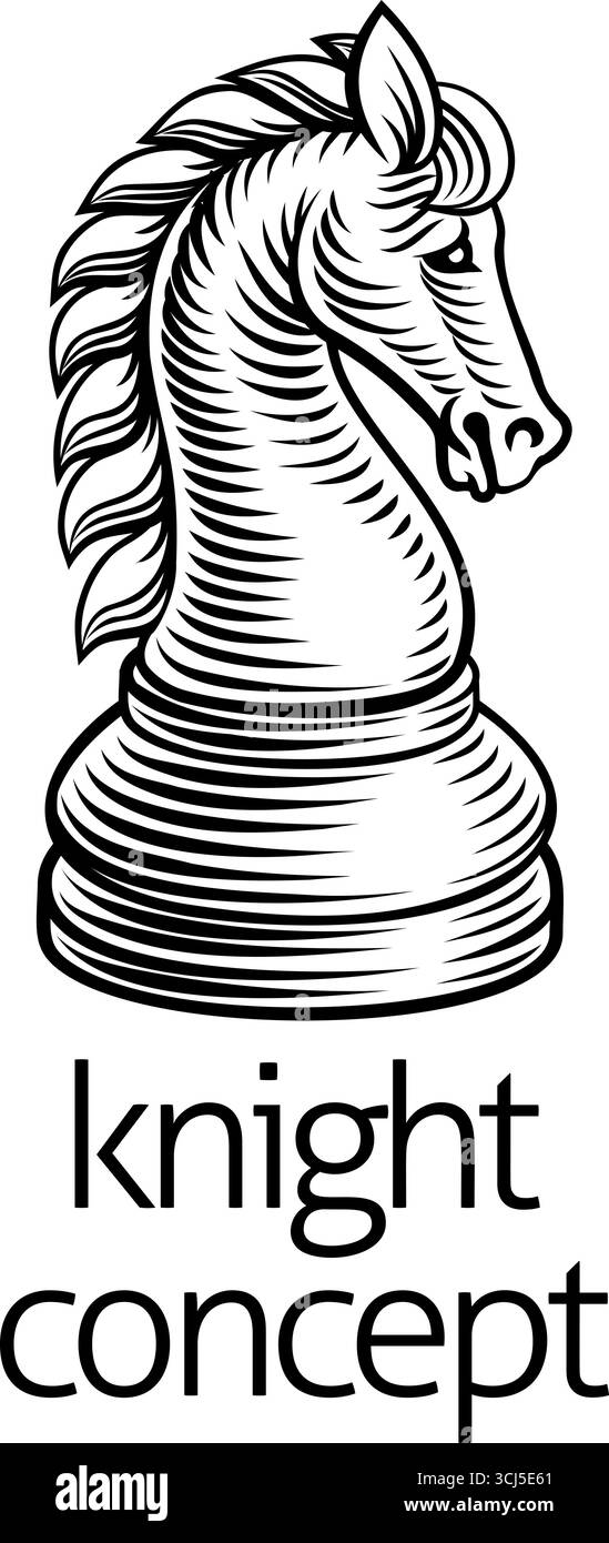 Isolated knight piece outline Black and White Stock Photos & Images - Alamy