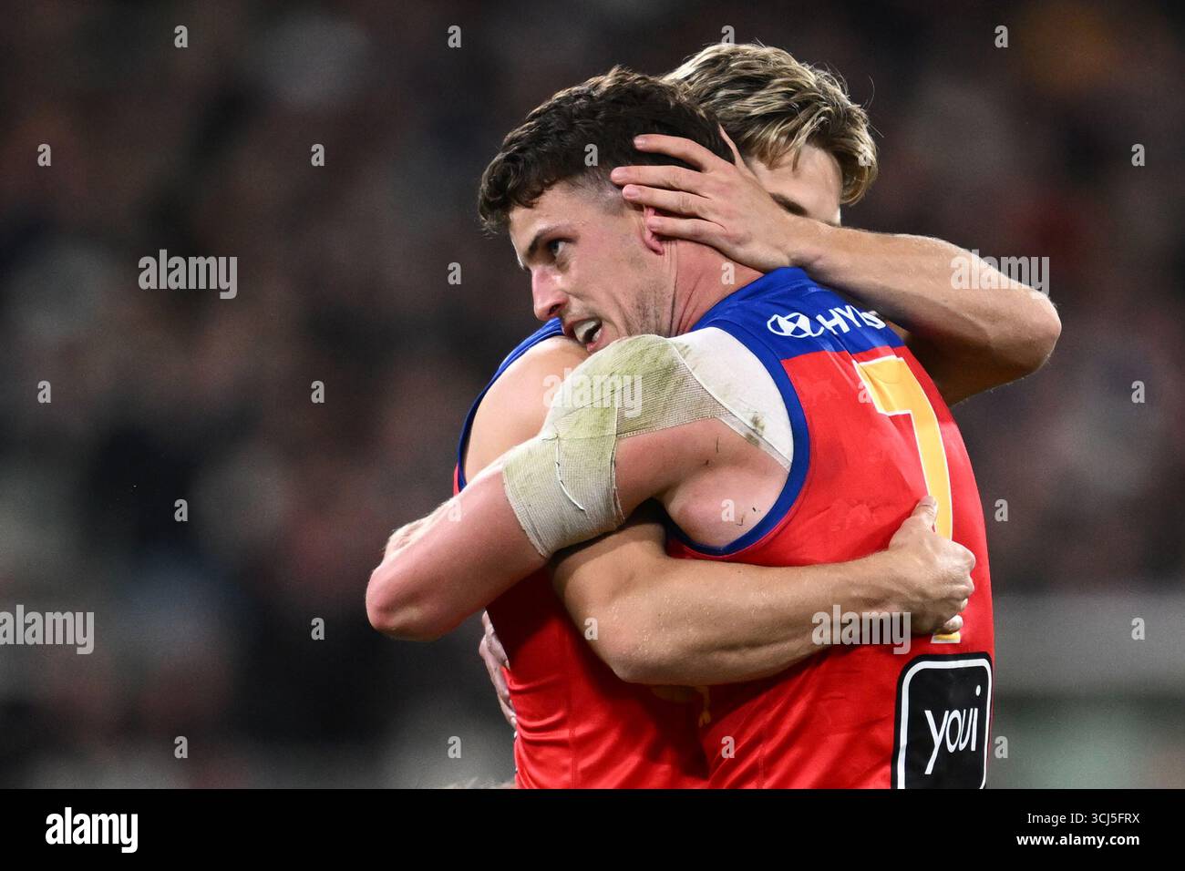 Jarrod Berry of the Lions celebrates scoring a goal during the AFL ...