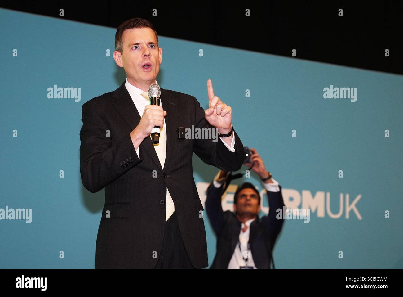 GB News presenter Matthew Goodwin speaking at the Reform UK annual ...