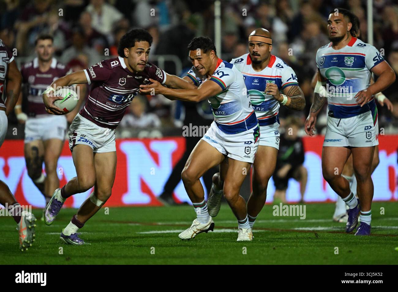 Lehi Hopoate of the Sea Eagles during the NRL Round 27 match between ...