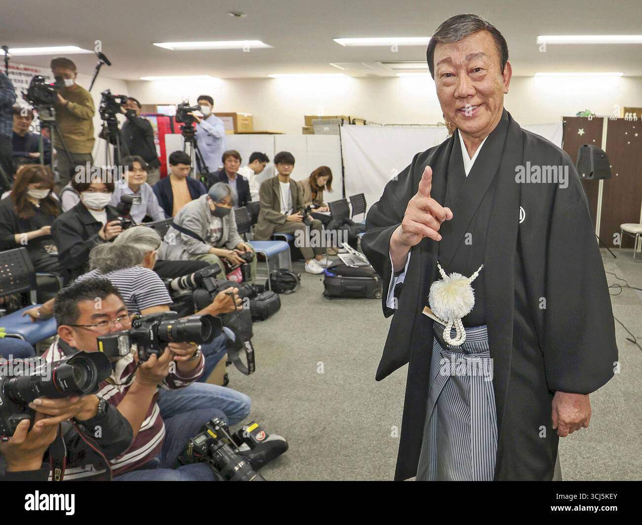 FILE: Japanese Yukio Hashi, who retired from singing, attends an ...